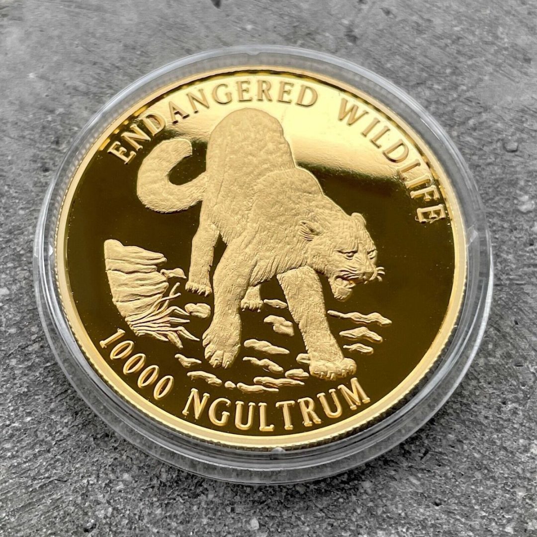 1996 Bhutan 1 oz Gold Coin Endangered Snow Leopard 10000 Ngultrum Mint – CoinWatchCo