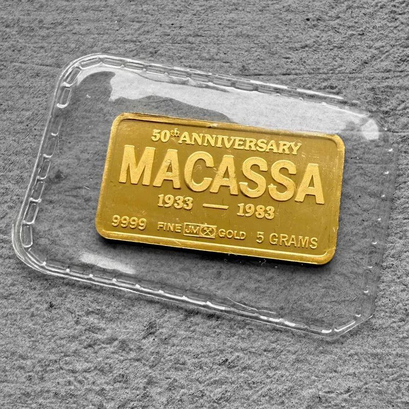 1983 Johnson Matthey 5 Gram Gold Bar .9999+ 50th Anniversary Macassa L ...
