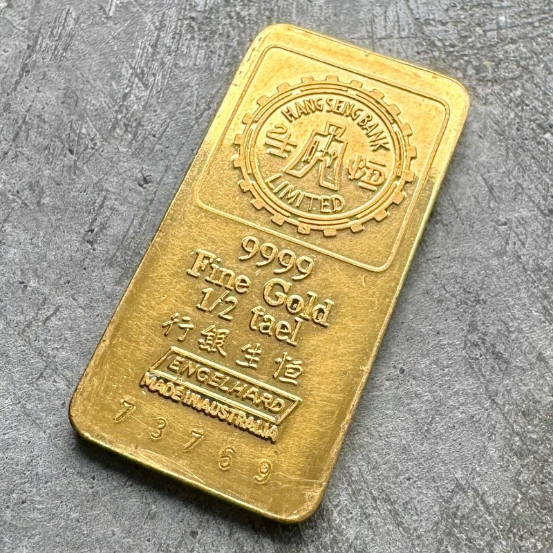 Engelhard 1/2 Tael Gold Bar Australia .9999+ Hang Seng Bank Limited ...