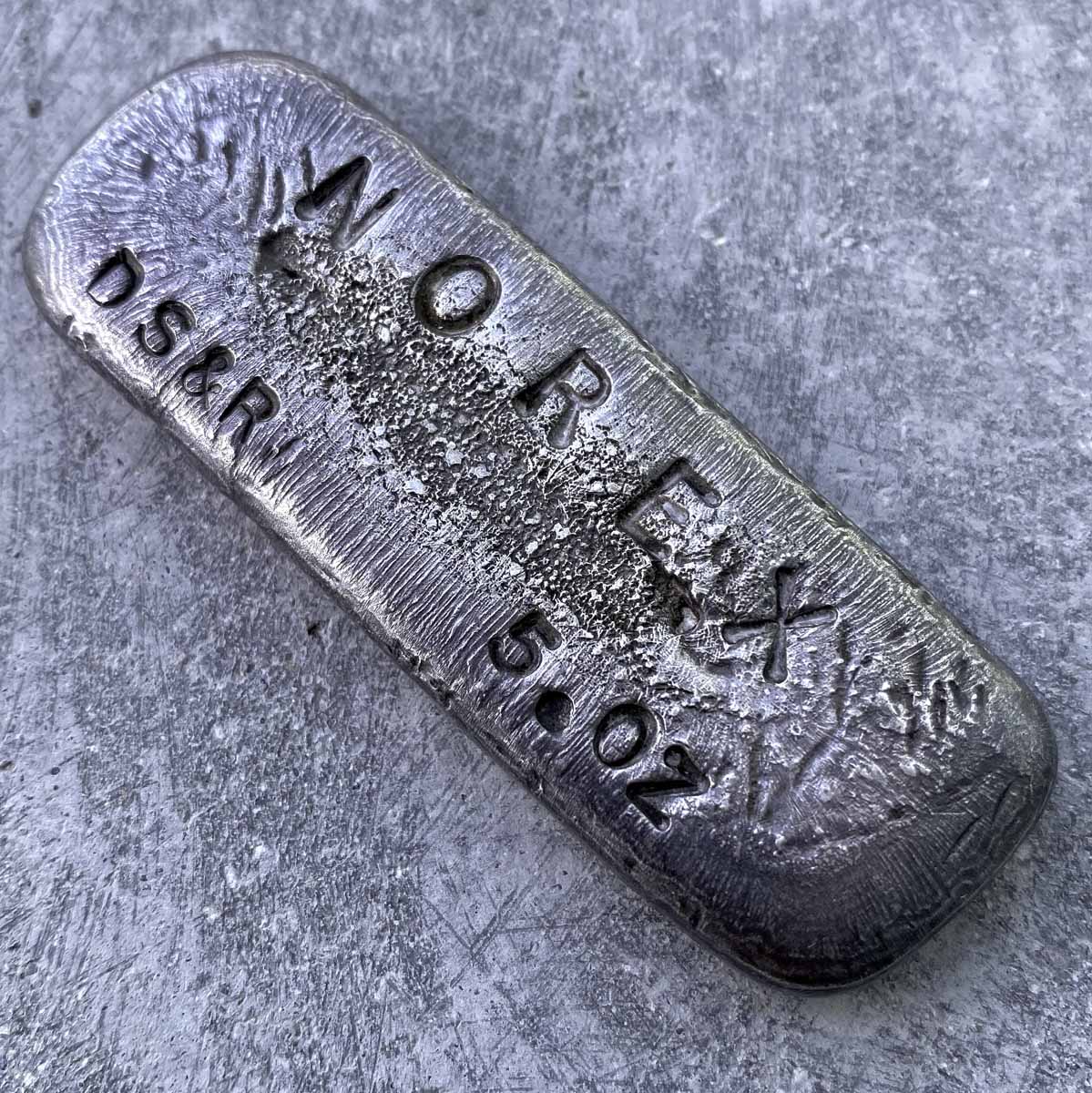 Vintage NOREX 5oz .999 Fine Silver Bar – CoinWatchCo