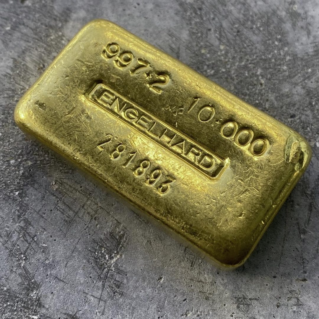 Vintage Engelhard 10oz Pure Gold Bar – CoinWatchCo