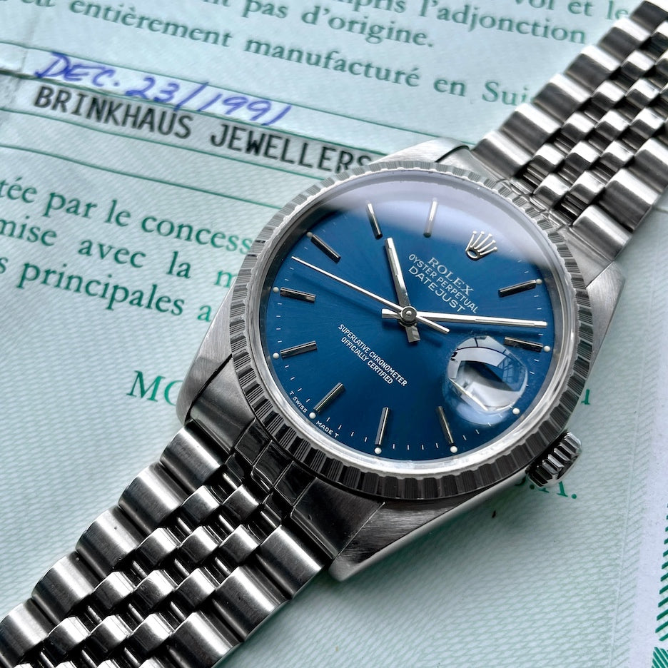 1989 Rolex Datejust 16220 - Box and Papers – CoinWatchCo