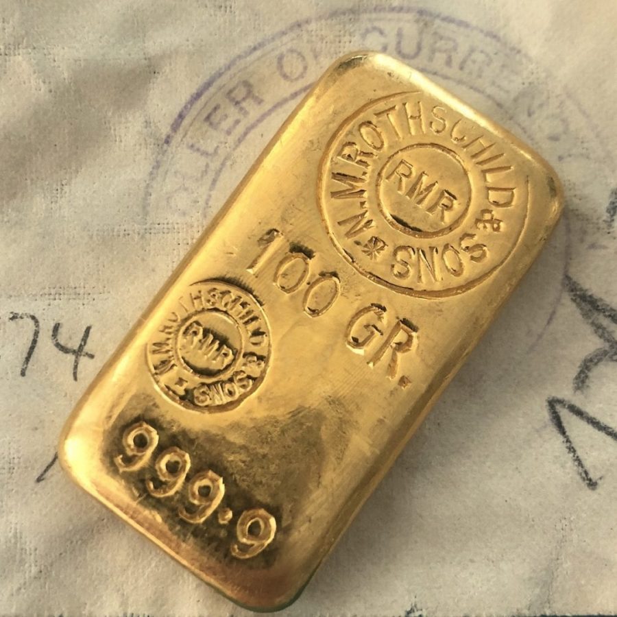 Rothschild 100 Gram .9999 Gold Poured Bar – CoinWatchCo