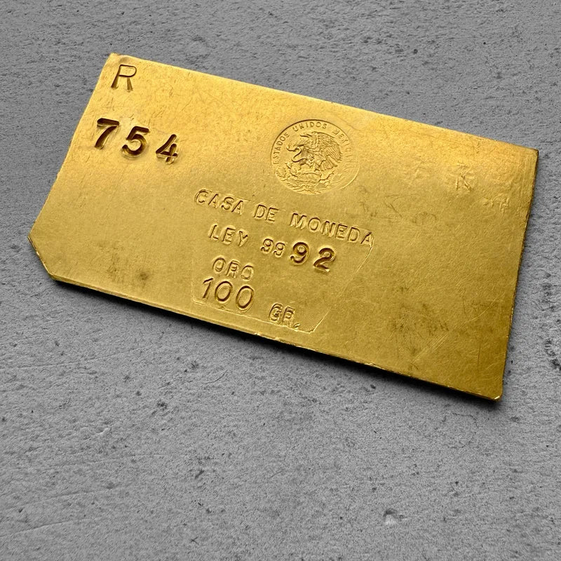 Vintage 100 Gram Mexico Mint 3.215 oz Gold Bar 9992 CASA DE MONEDA ...
