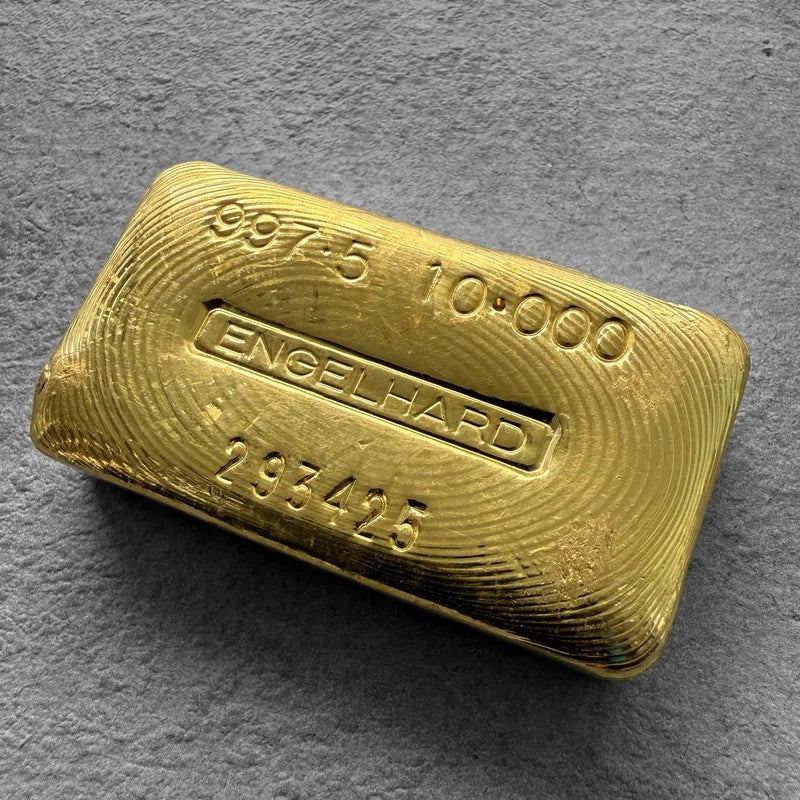 Vintage Engelhard 10oz Gold bar with stunning Pour lines – CoinWatchCo