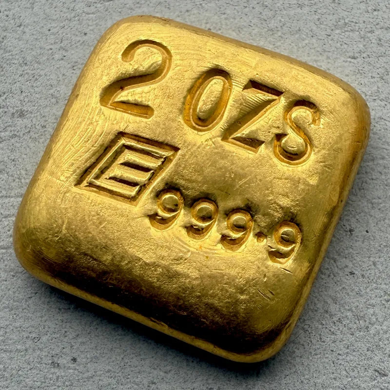 Vintage Engelhard 2 oz Gold Poured Bar 2oz - Square - Nice pour lines ...