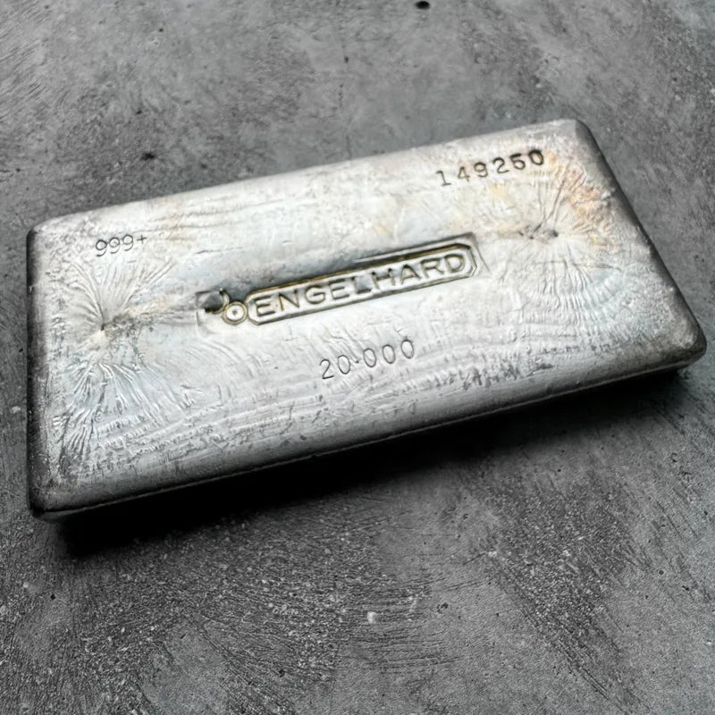 Vintage 20 oz .999 Silver Engelhard Poured bar - Stunning Pour Lines ...