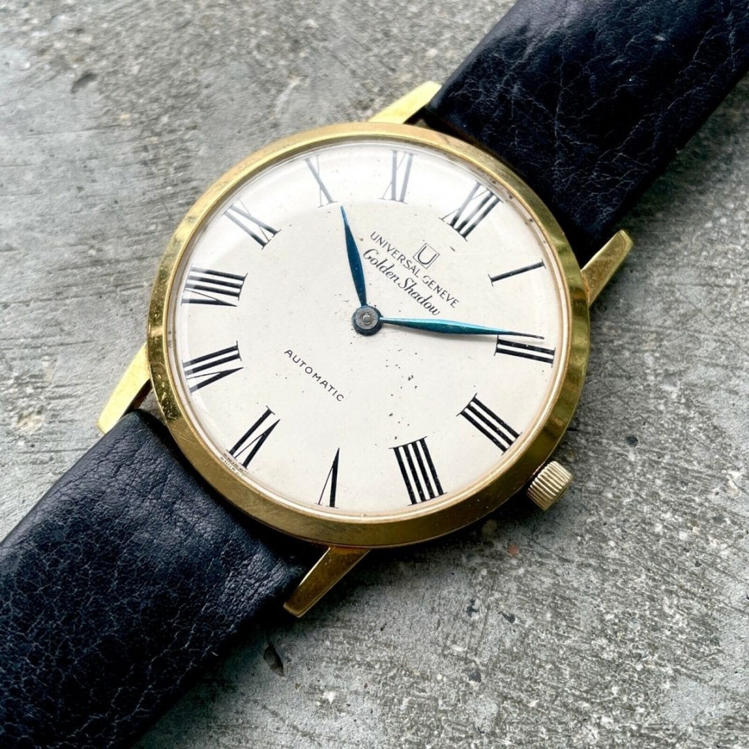 Universal Geneve 34mm Golden Shadow 18K Gold Roman Numeral Micro Rotar ...