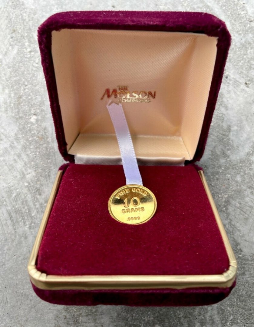 10 Gram Vintage Molson Canada Beer Gold Bar Round .999 - With Box ...