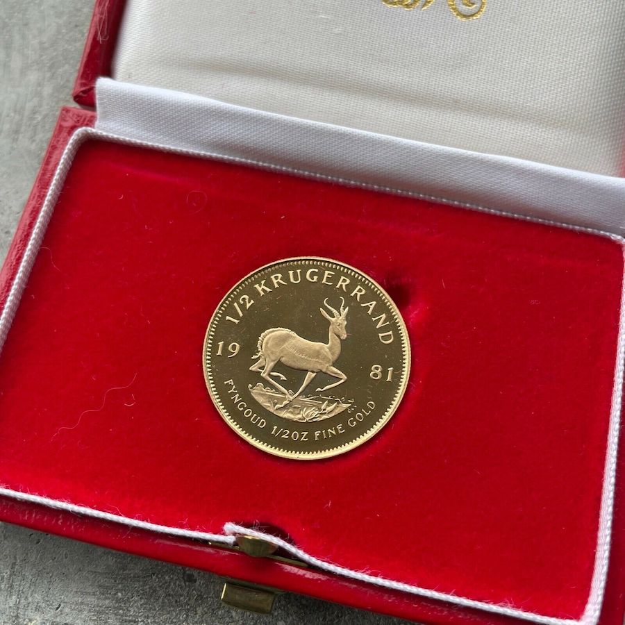 1981 Proof Krugerrand 1/2 oz Gold Coin South Africa - in original box ...