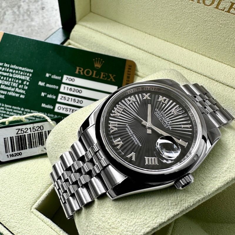 Rolex 36mm Datejust 116200 Jubilee Sun Beam dial Roman Numeral – Box ...