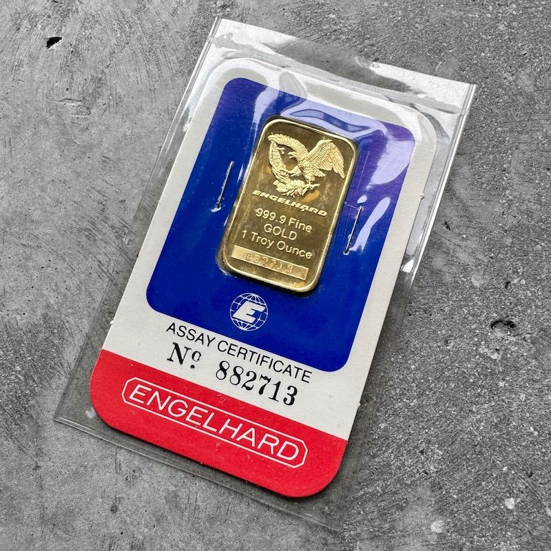Vintage Engelhard Eagle 1 oz Gold Bar .9999 1oz - Sealed in Assay Card ...