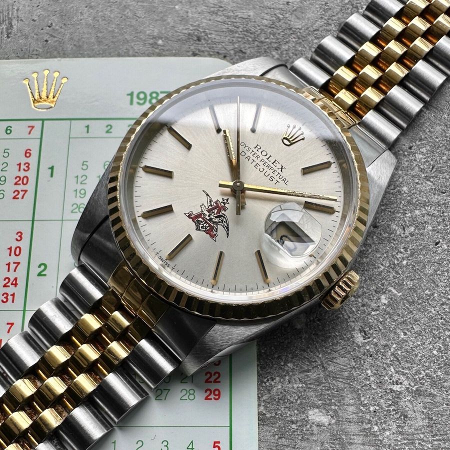 1987 Rolex 16233 Two Tone Datejust - Anheuser Busch Logo Dial – CoinWatchCo